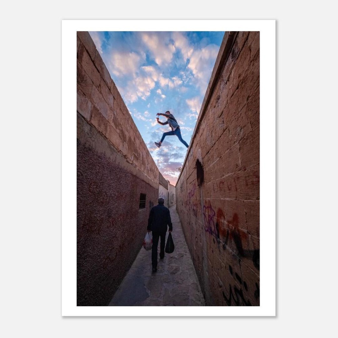 Urban Acrobat Photography Print: Dynamic Street Art, Contemporary Wall ...