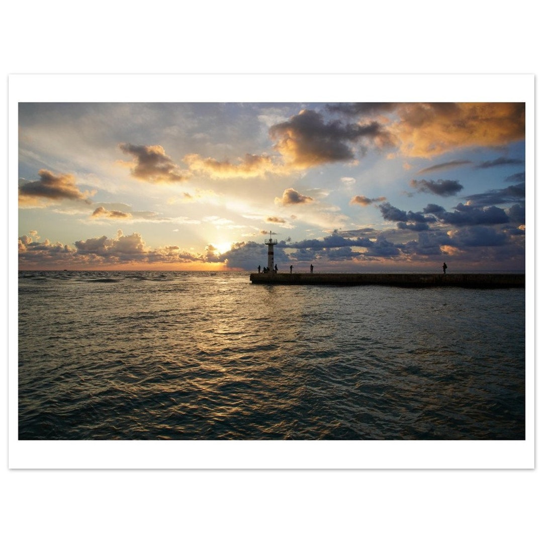 Breakwater and Clouds During Sunset, Sunset Poster, Beautiful Sunset ...