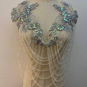 Beaded Sparkling Rhinestone Appliqué Sew-on Patches With Tassel Detail ...