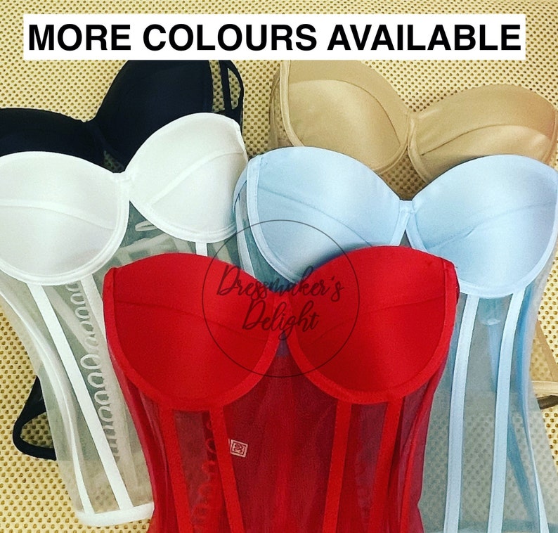 Sheer Tulle Corset Top, Bridal Lace-up Bustier, Transparent Waist ...