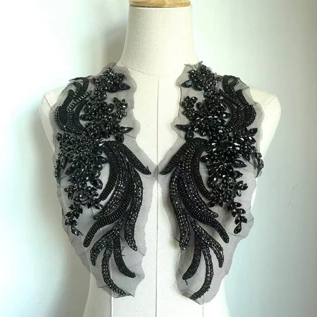 Heavily Beaded Sparkling Rhinestone Applique Sew-on Patches in Various ...