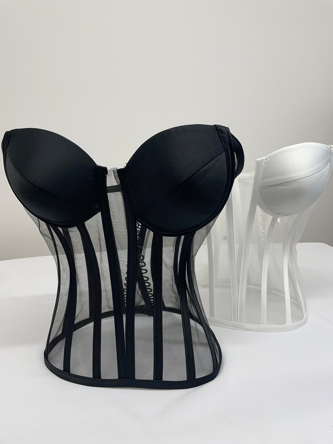 Transparent Corset, Sheer Bustier, Bridal Corset, Tulle Lace-up Corset ...