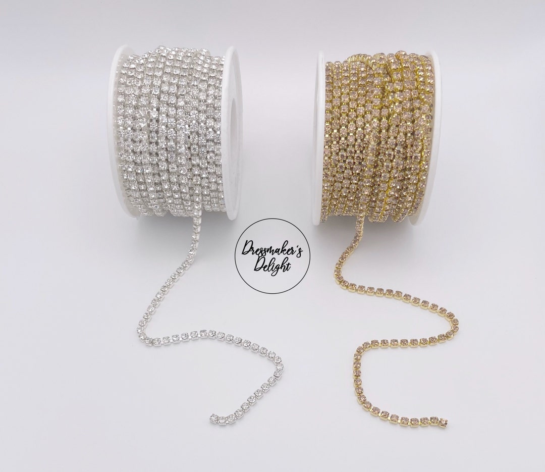 Diamanté Chain in Silver and Gold. Faux Diamond Chain. Sparkling ...