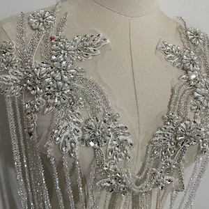 Beaded Sparkling Rhinestone Appliqué Sew-on Patches With Tassel Detail ...