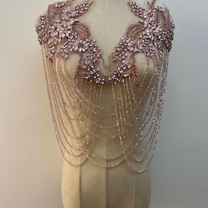 Beaded Sparkling Rhinestone Appliqué Sew-on Patches With Tassel Detail ...