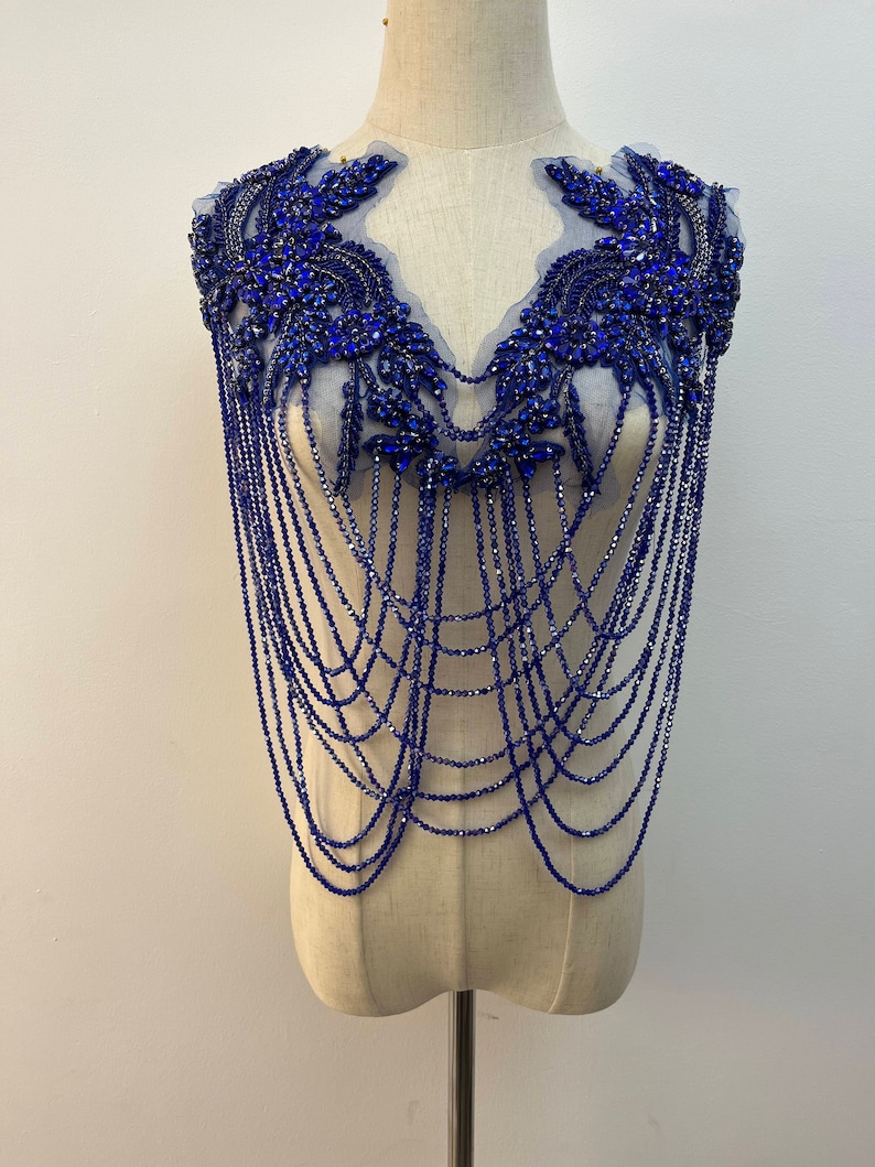 Beaded Sparkling Rhinestone Appliqué Sew-on Patches With Tassel Detail ...