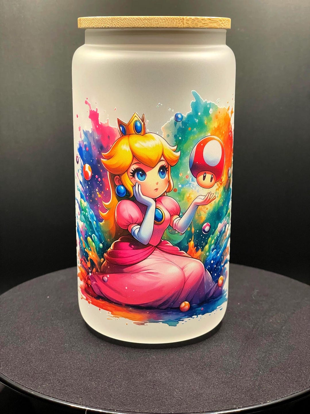 Princess Toadstool 16oz. Frosted Glass Can Cup - Etsy