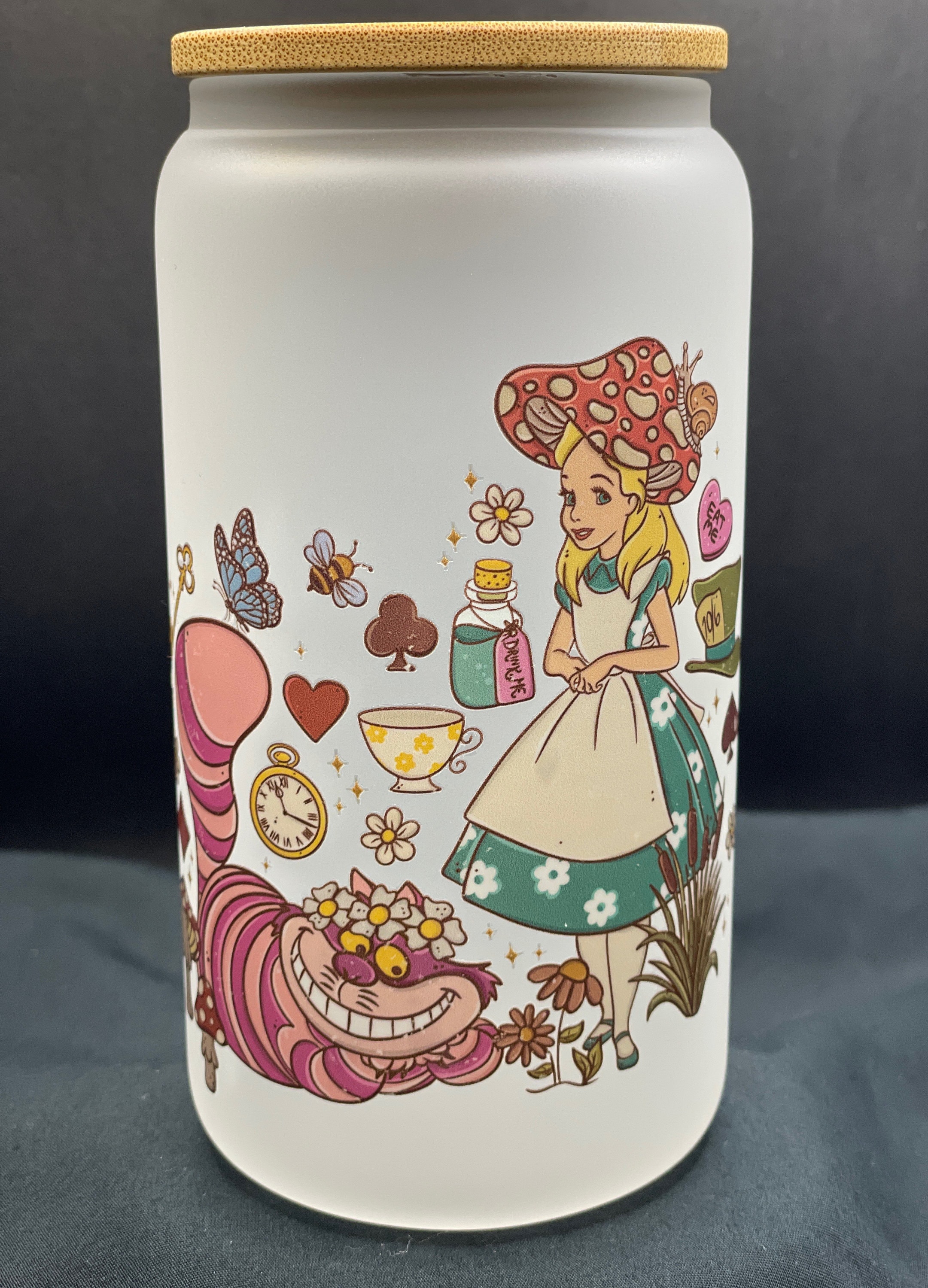 Vintage Alice in Wonderland 16oz Frosted Glass Can Cup - Etsy