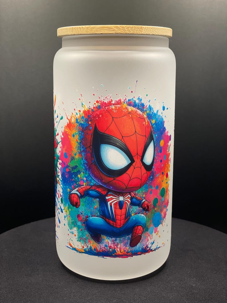 Spider-man 16oz. Frosted Glass Can Cup - Etsy