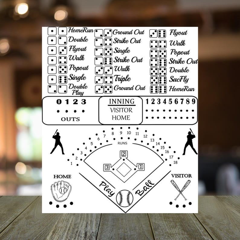 Baseball Dice Game Template: Family Game Night, SVG & PDF (digital ...