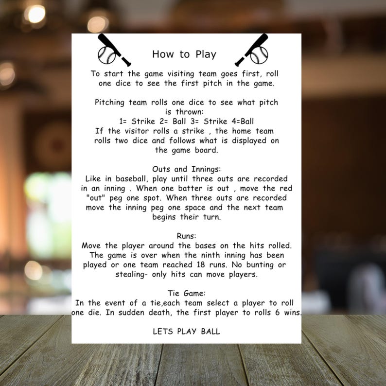 Baseball Dice Game Template: Family Game Night, SVG & PDF (digital ...