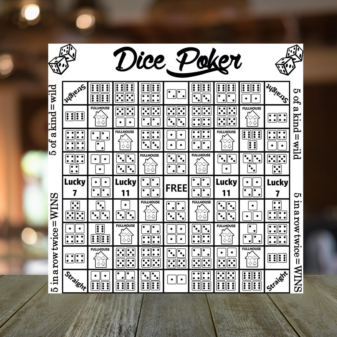 Poker Dice Game Sheet: SVG PDF Template for Laser Cutting (digital ...