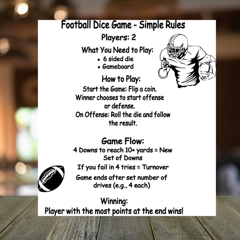 Football Dice Game Template: Laser Engrave SVG & PDF (digital Download ...