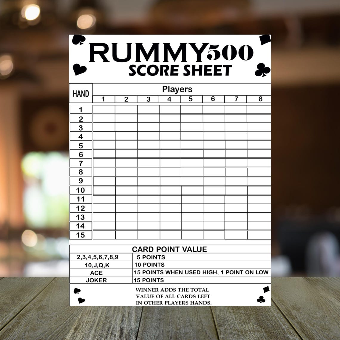 Rummy 500 Scoreboard | Printable Card Game Score Sheet (PDF, PNG, JPG ...