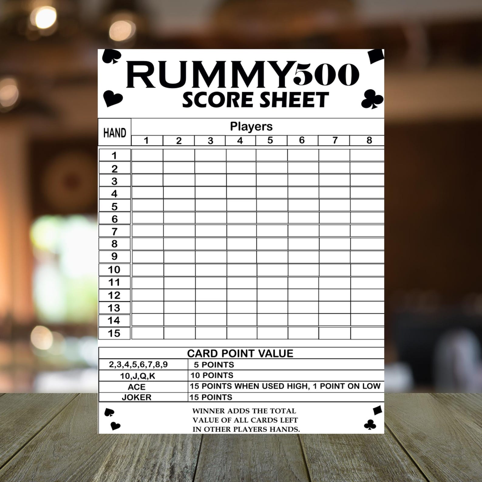 Rummy 500 Scoreboard | Printable Card Game Score Sheet (PDF, PNG, JPG ...