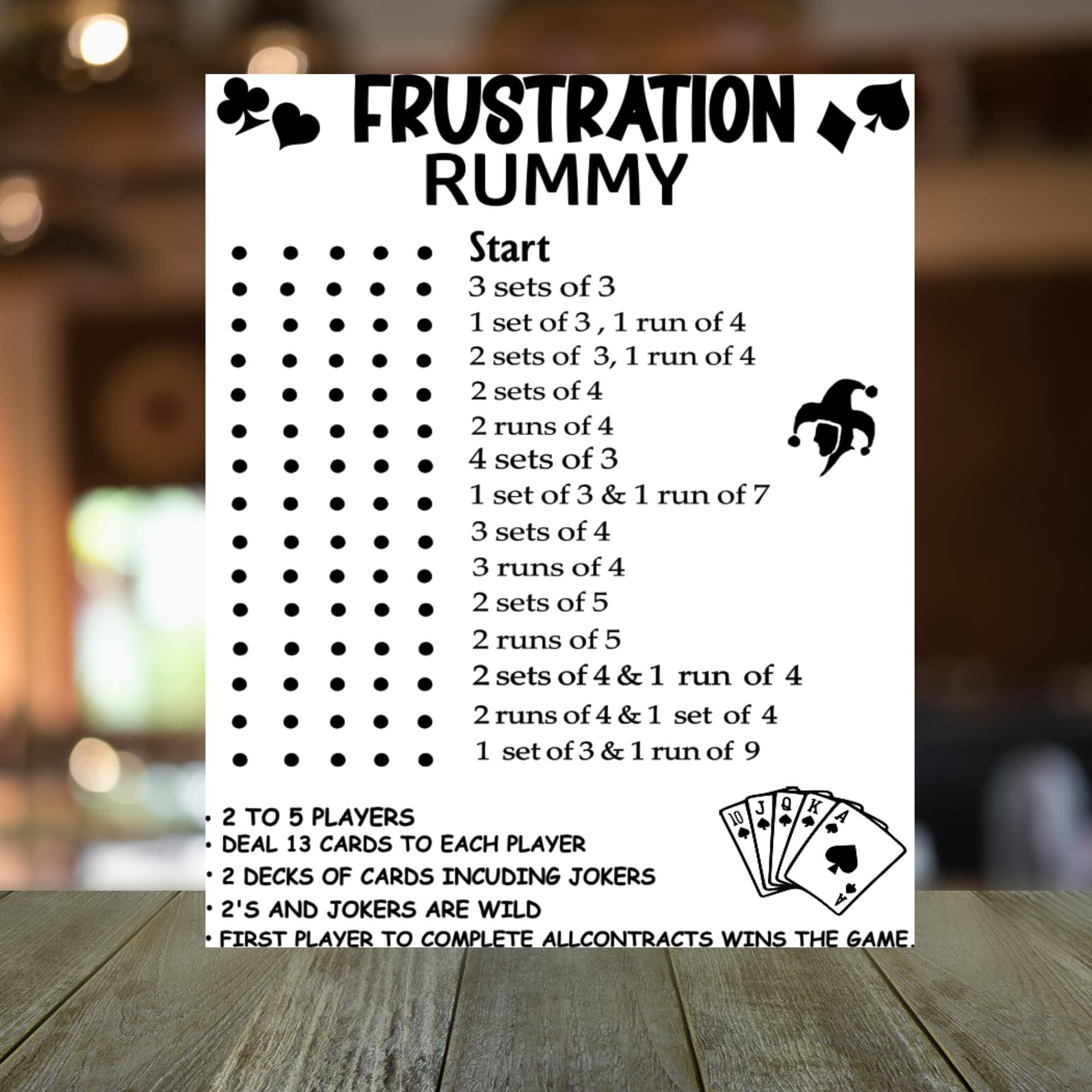Frustration Rummy Score Sheet Template: Laser Cut SVG, PDF (digital ...