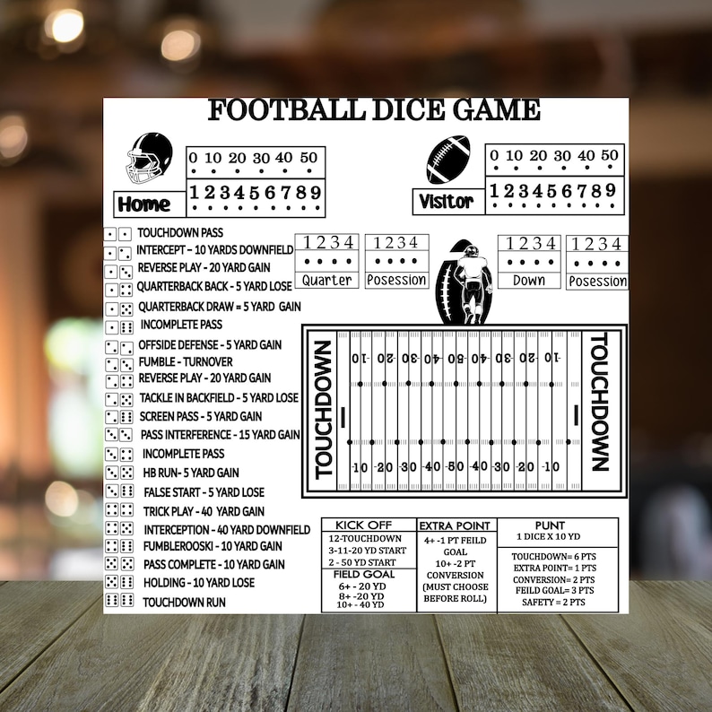Football Dice Game Template: Laser Engrave SVG & PDF (digital Download ...