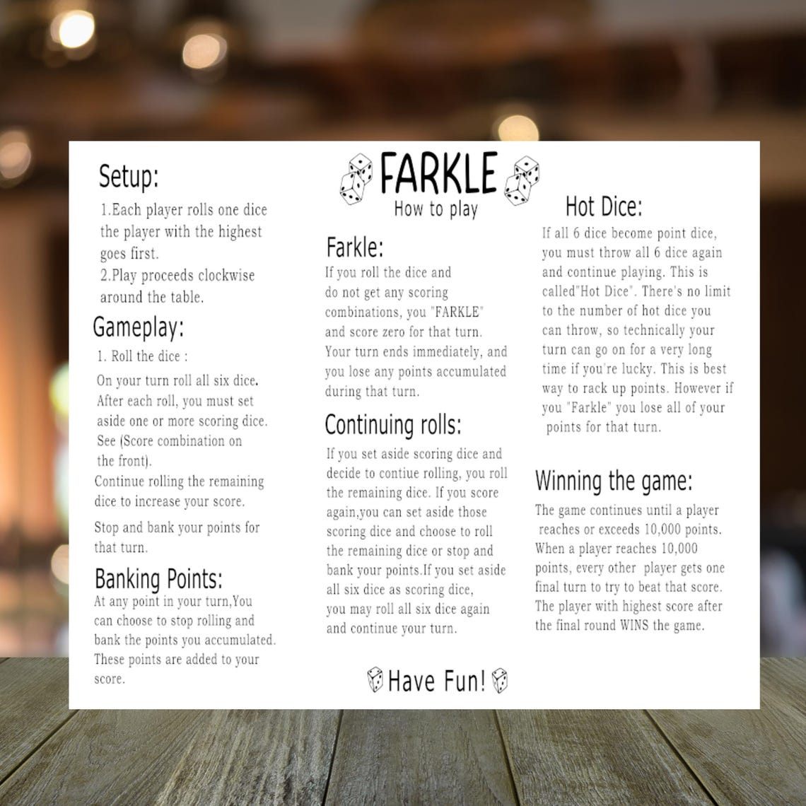 Farkle Scoreboard Laser Cut File: SVG, PNG (digital Download) - Etsy