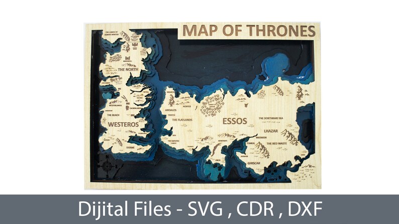 Layerad Game of Thrones Maps for Laser Cutting SVG CDR - Etsy UK