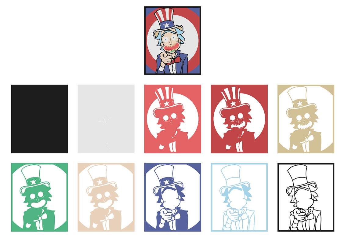 Cartoon Characters Multilayer SVG, Cartoon Characters Cut File, Plywood ...