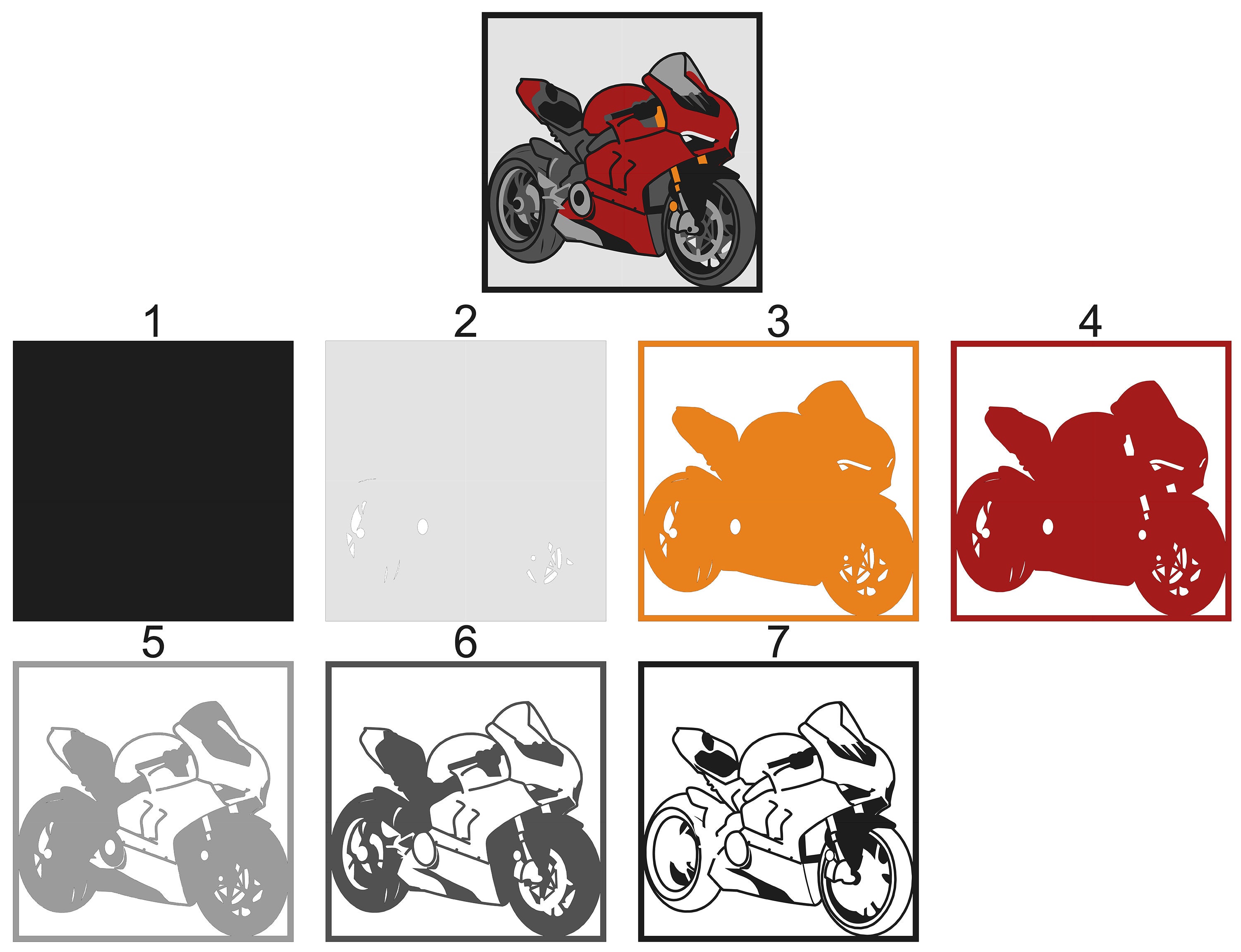 Motorcycle Multilayer SVG, Motorcycle Cut File, Plywood Cutting, Paper ...