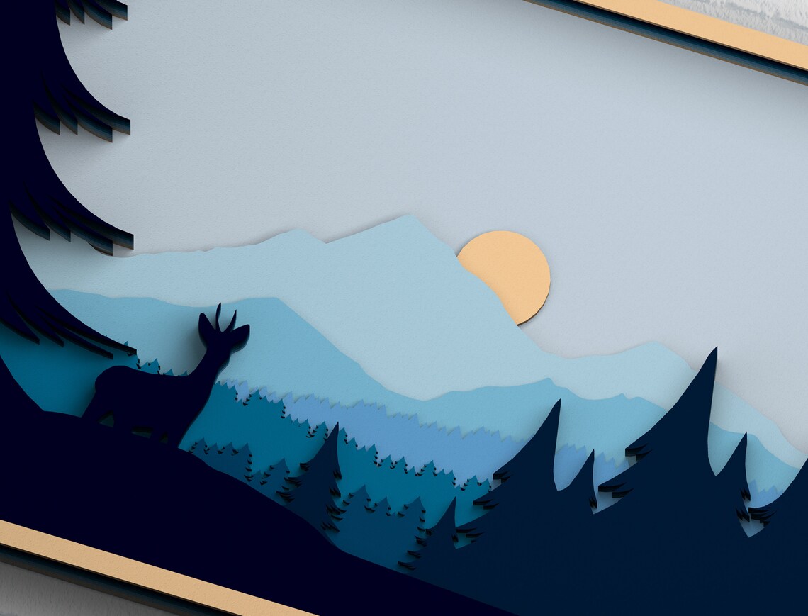 Landscape Multilayer SVG, Landscape Cut File, Plywood Cutting, Paper ...