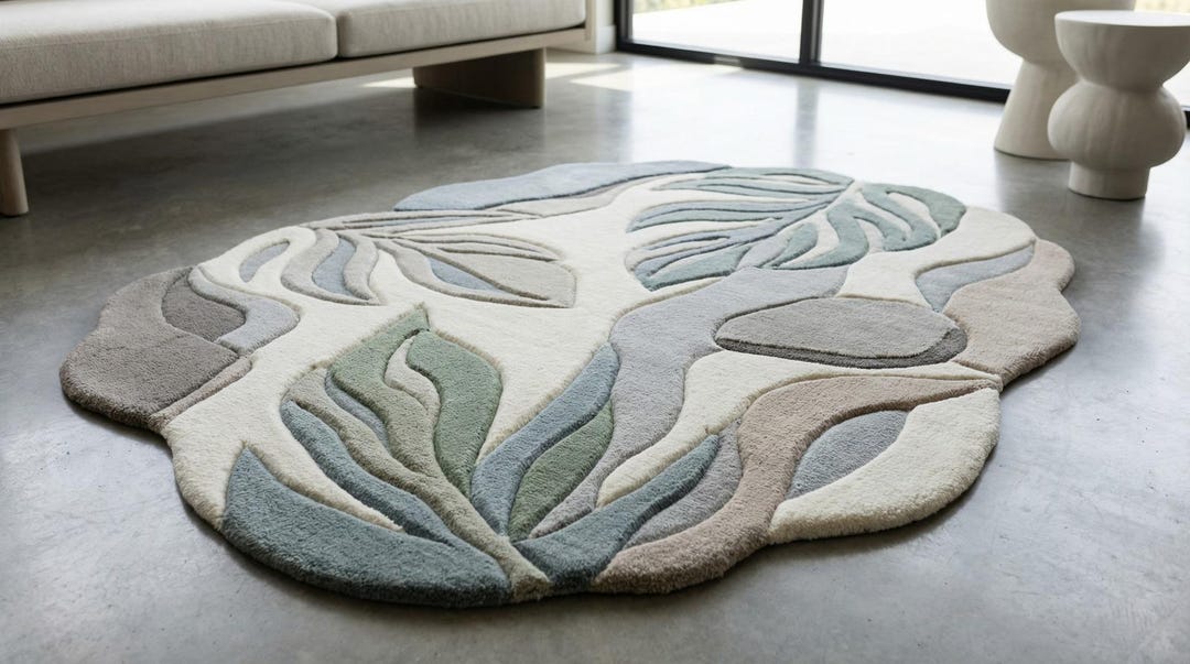 Hand Tufted Wool Rug – Organic Leaf Design, Sculpted Texture - Etsy