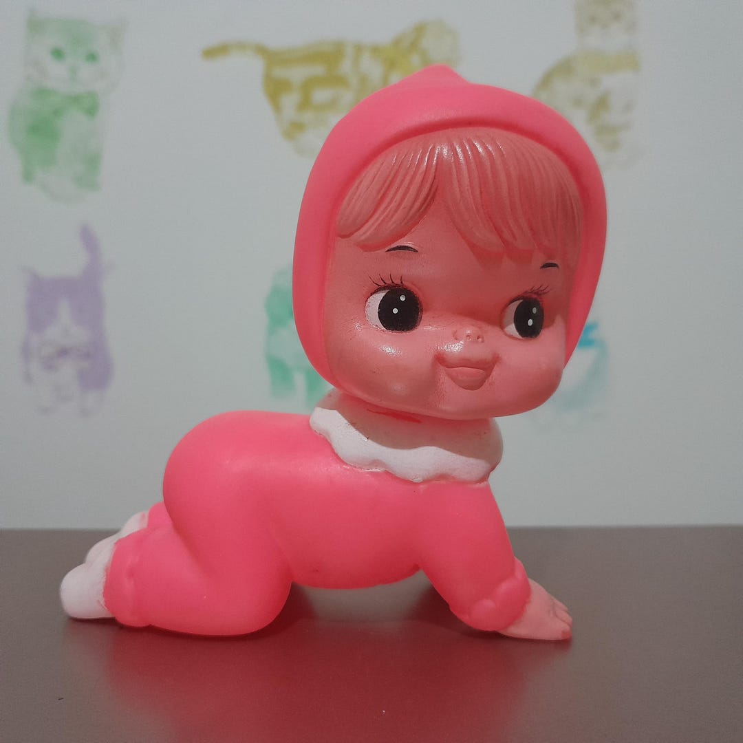 Super Cute Hot Pink Rubber Crawling Baby Squeak Toy, Rasco - Etsy