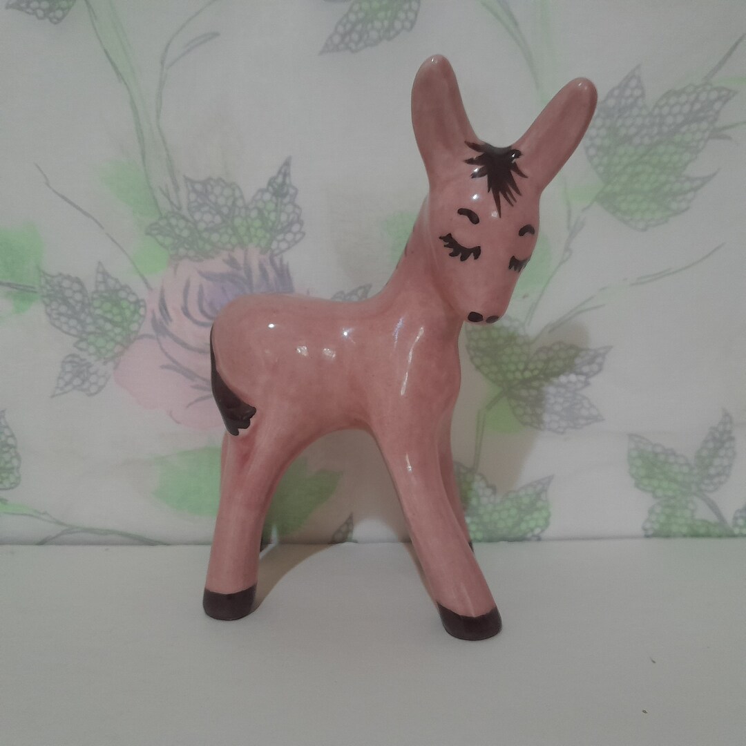 Vintage Pink Donkey Figurine Redware - Etsy