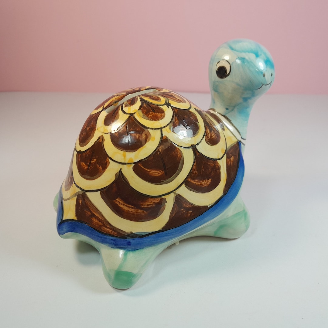 Happy Ceramic Turtle Bank, Hand Painted, Includes Stopper - Etsy