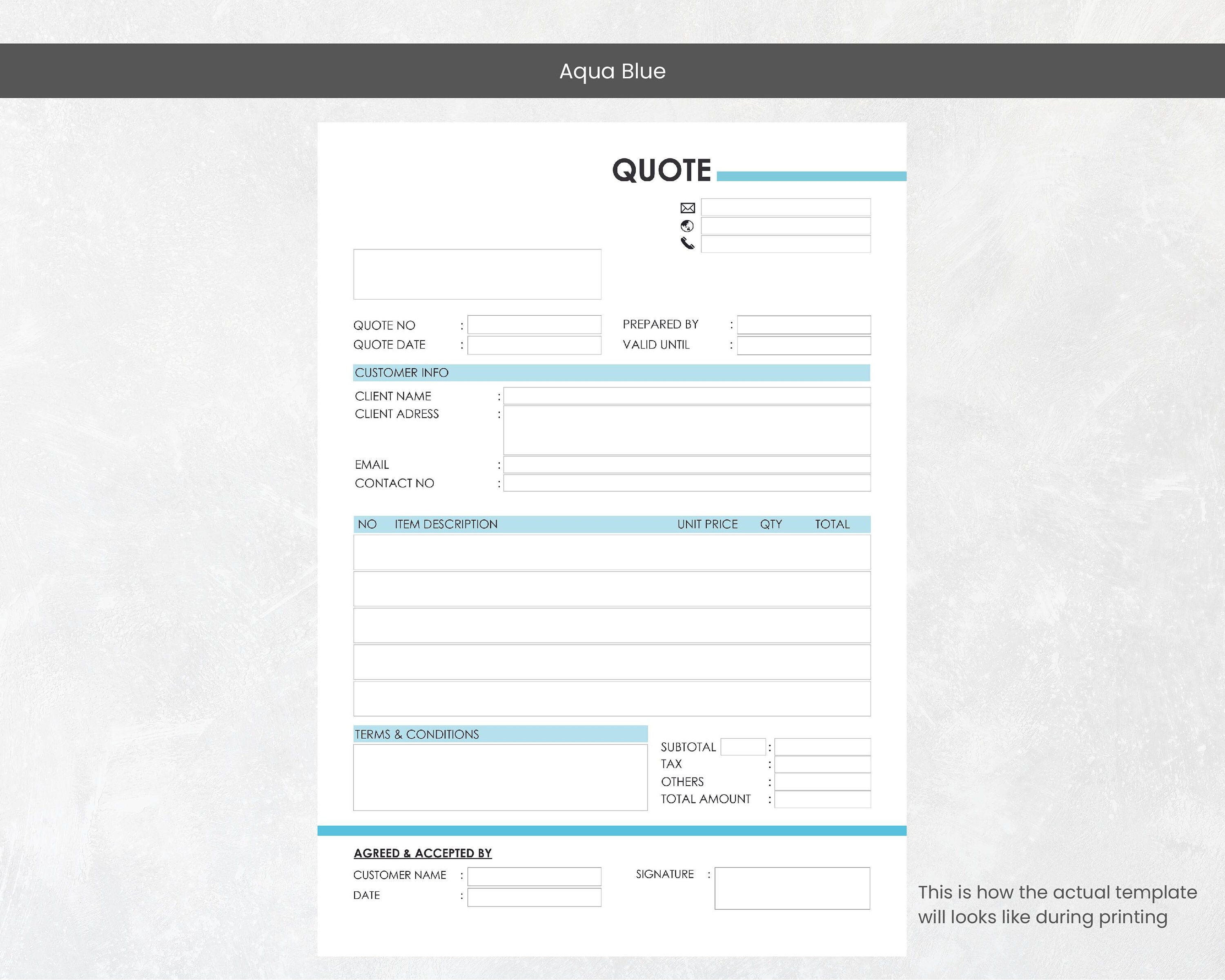 Quote Template Editable Quote Template Editable Quote Form Quotation Form Estimate Form Pdf