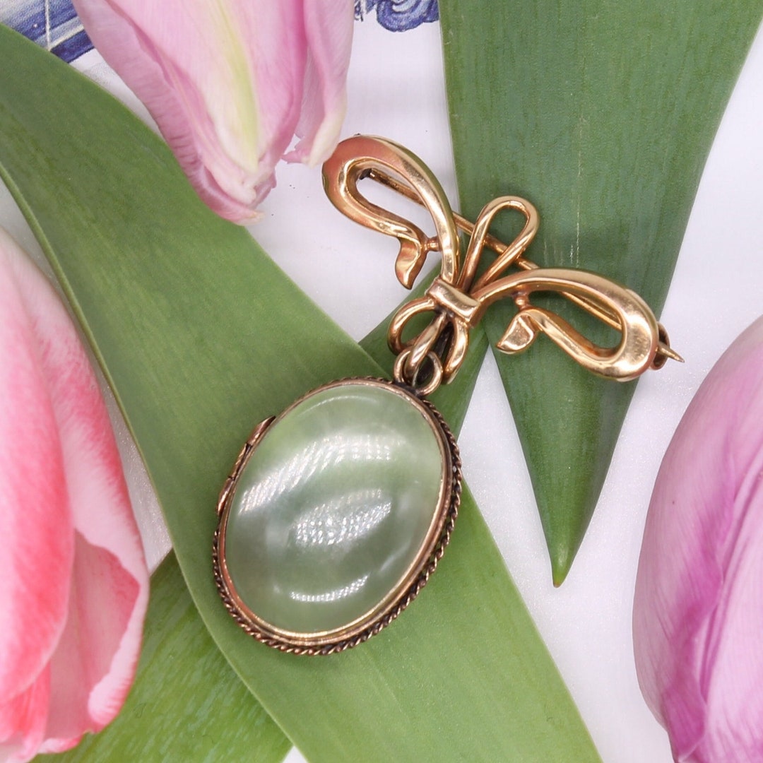 Edwardian 9ct Gold Rock Crystal Pools of Light Locket Pendant/ Brooch ...
