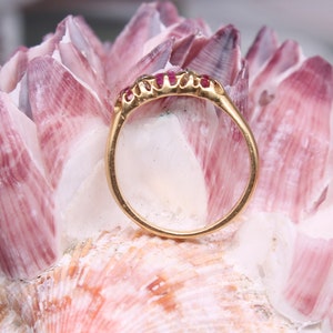 Edwardian 18ct Gold Five Stone Diamond & Ruby Boat Ring Circa 1906 Old ...