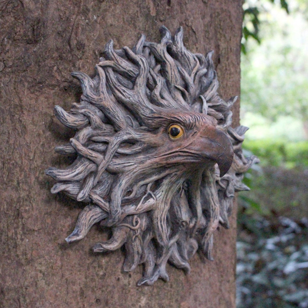 Fairy Eagle Tree Face Resin Fairy House Tree Hugger Root Tree Face ...