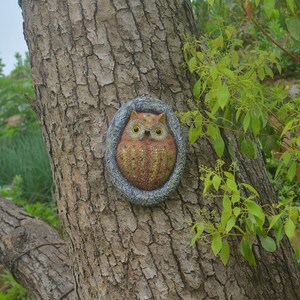 Owl Tree Face Resin Owl Tree Hugger Fairy Owl Statue Animal Figurine ...