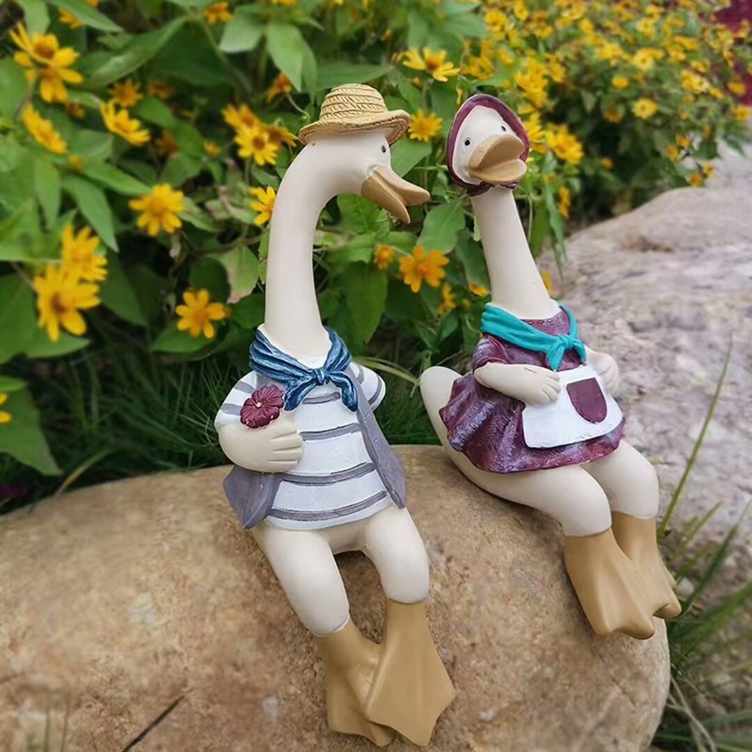 Duck Couple Statue Sitting Duck Figurine Abstract Duck Sculpture Table ...