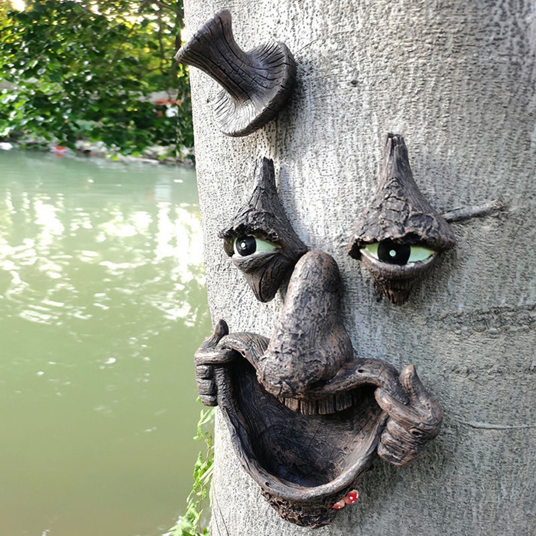 Fairy Tree Face Resin Fairy House Tree Hugger Resin Clown Handmade Big ...