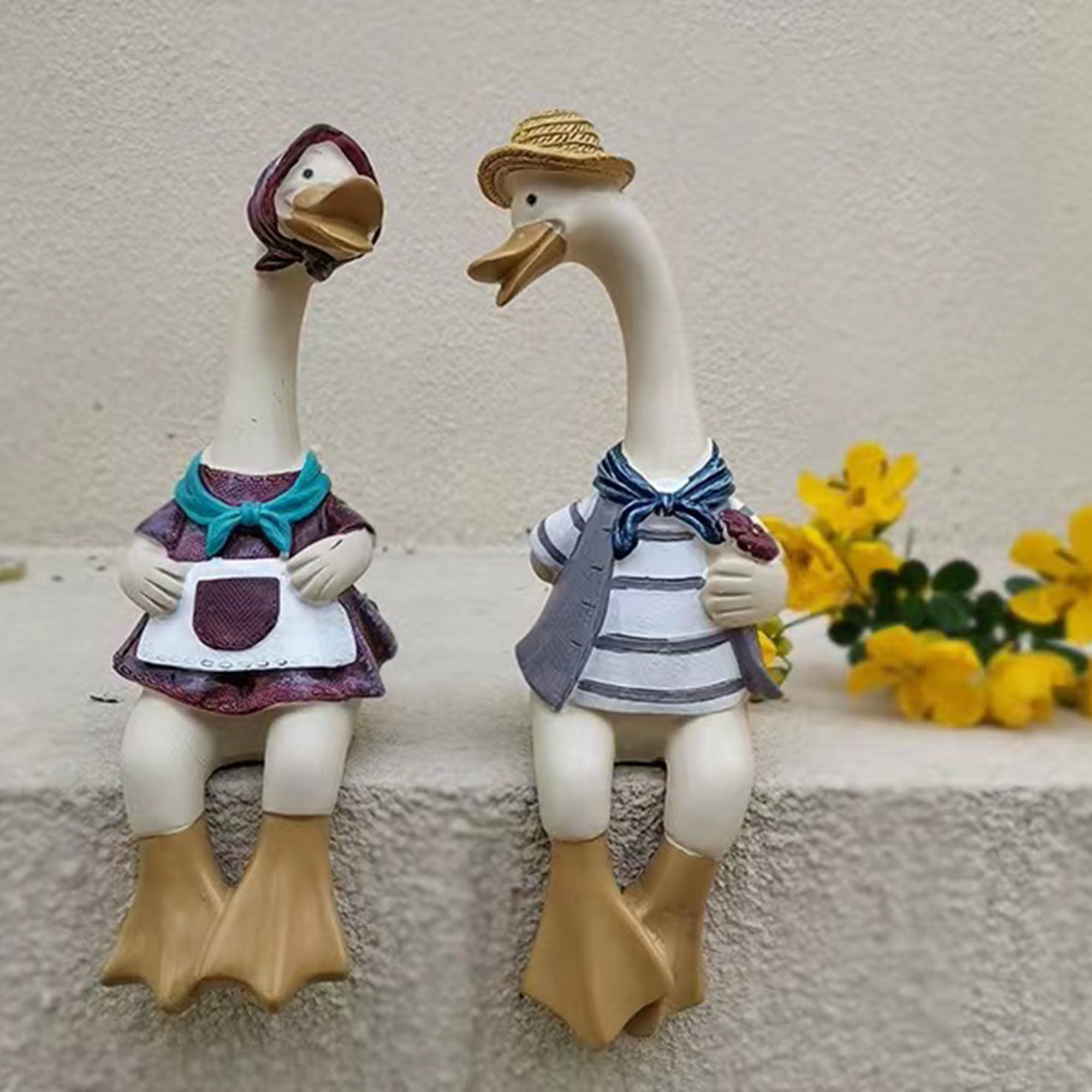 Duck Couple Statue Sitting Duck Figurine Abstract Duck Sculpture Table ...