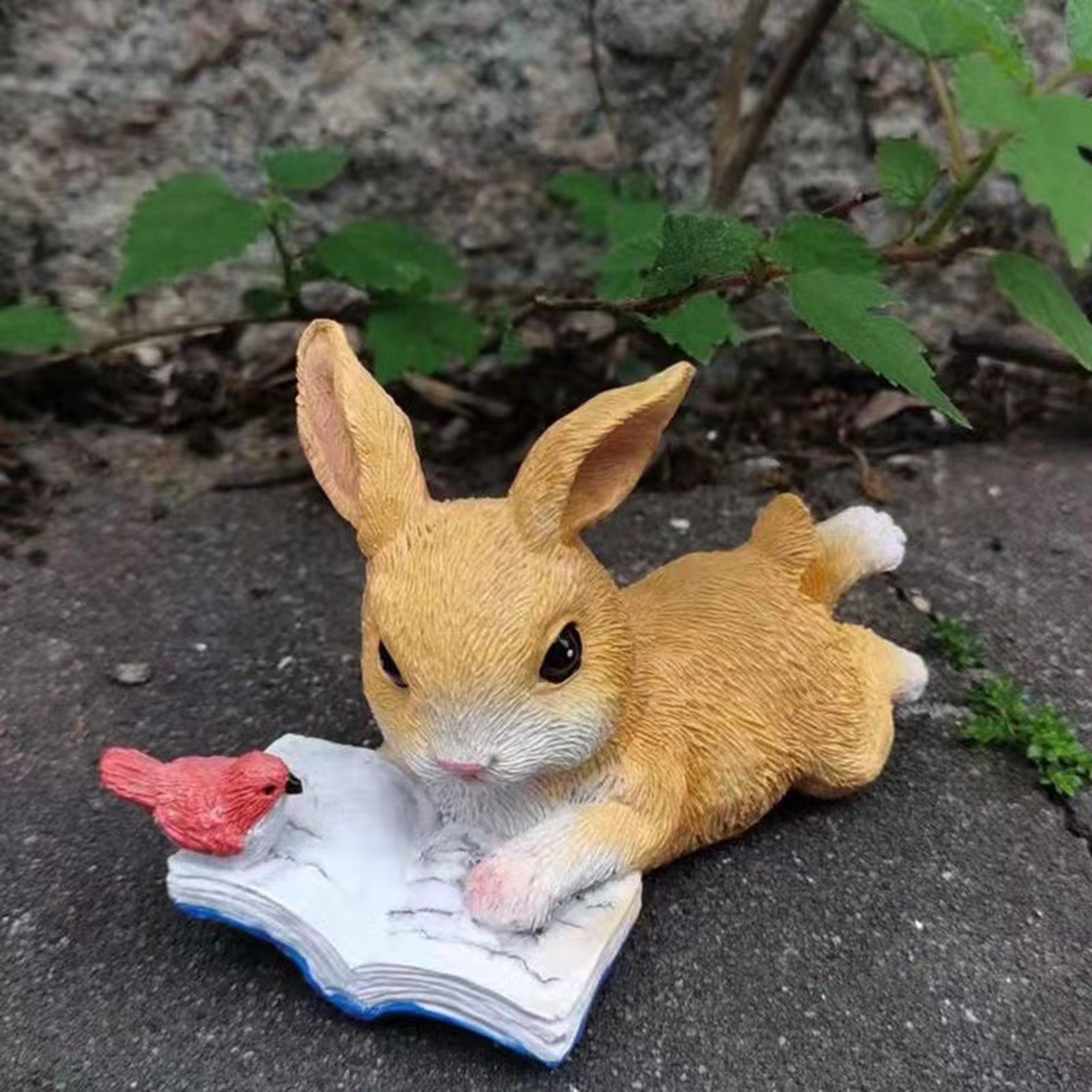 Reading Rabbit Statue Resin Bookshelf Decor Abstract Rabbit Sculptures ...