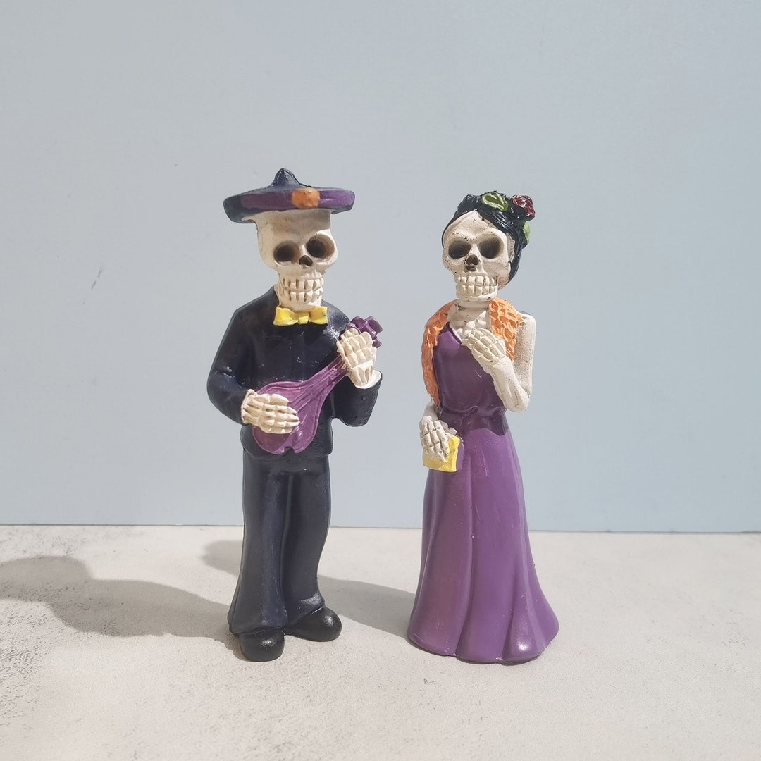 Skeleton Couple Skull Figurine Skeleton Statue Resin Mexican Day of the ...