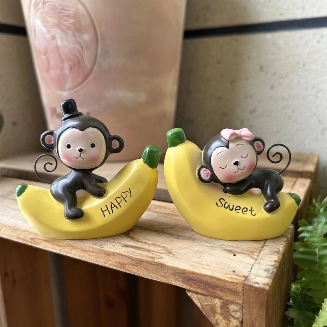 Banana Monkey Statue Resin Banana Figurine Banana Monkey Sculptures ...
