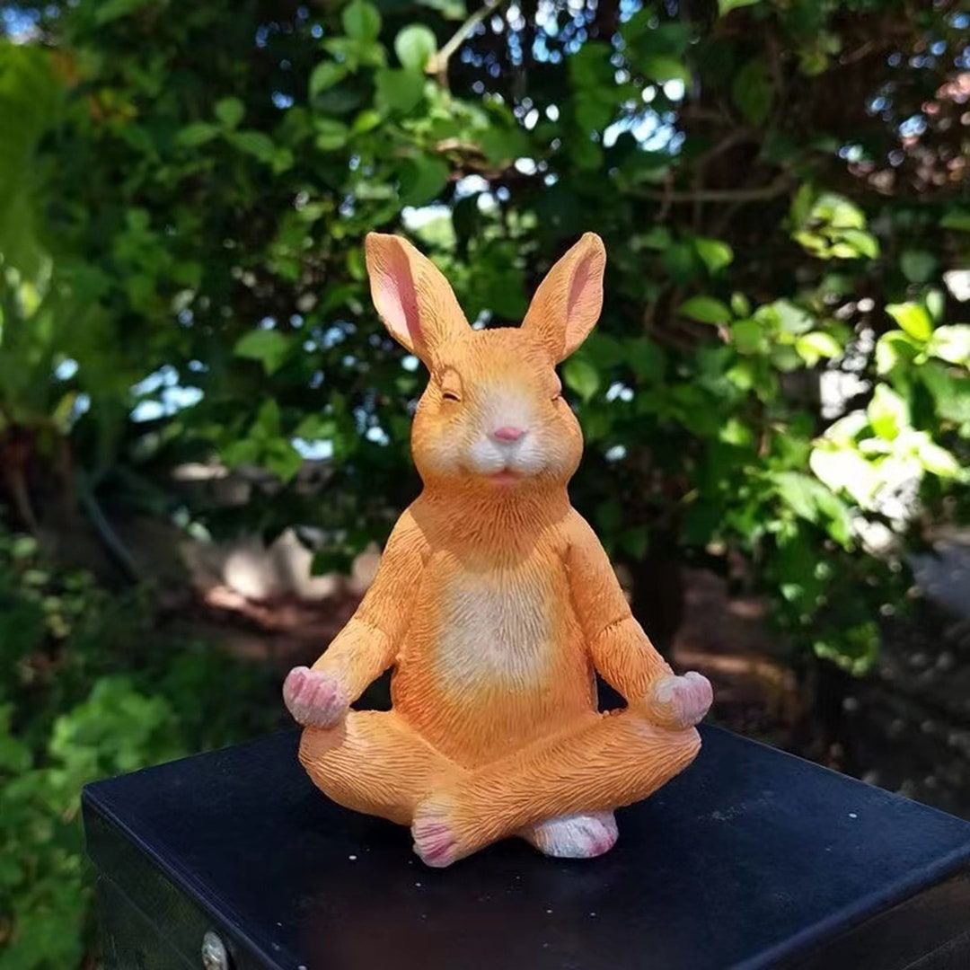 Meditating Rabbit Yoga Rabbit Figurine Yoga Bunny Animal Statue Resin ...