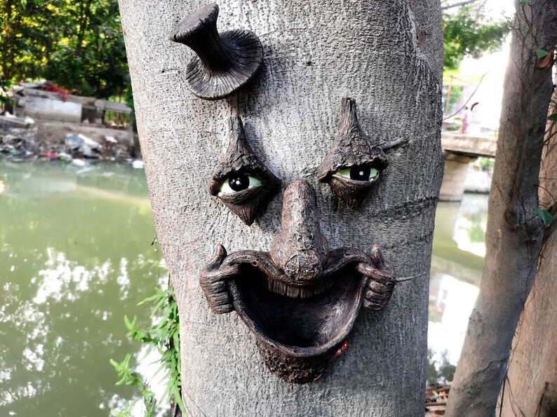 Fairy Tree Face Resin Fairy House Tree Hugger Resin Clown - Etsy