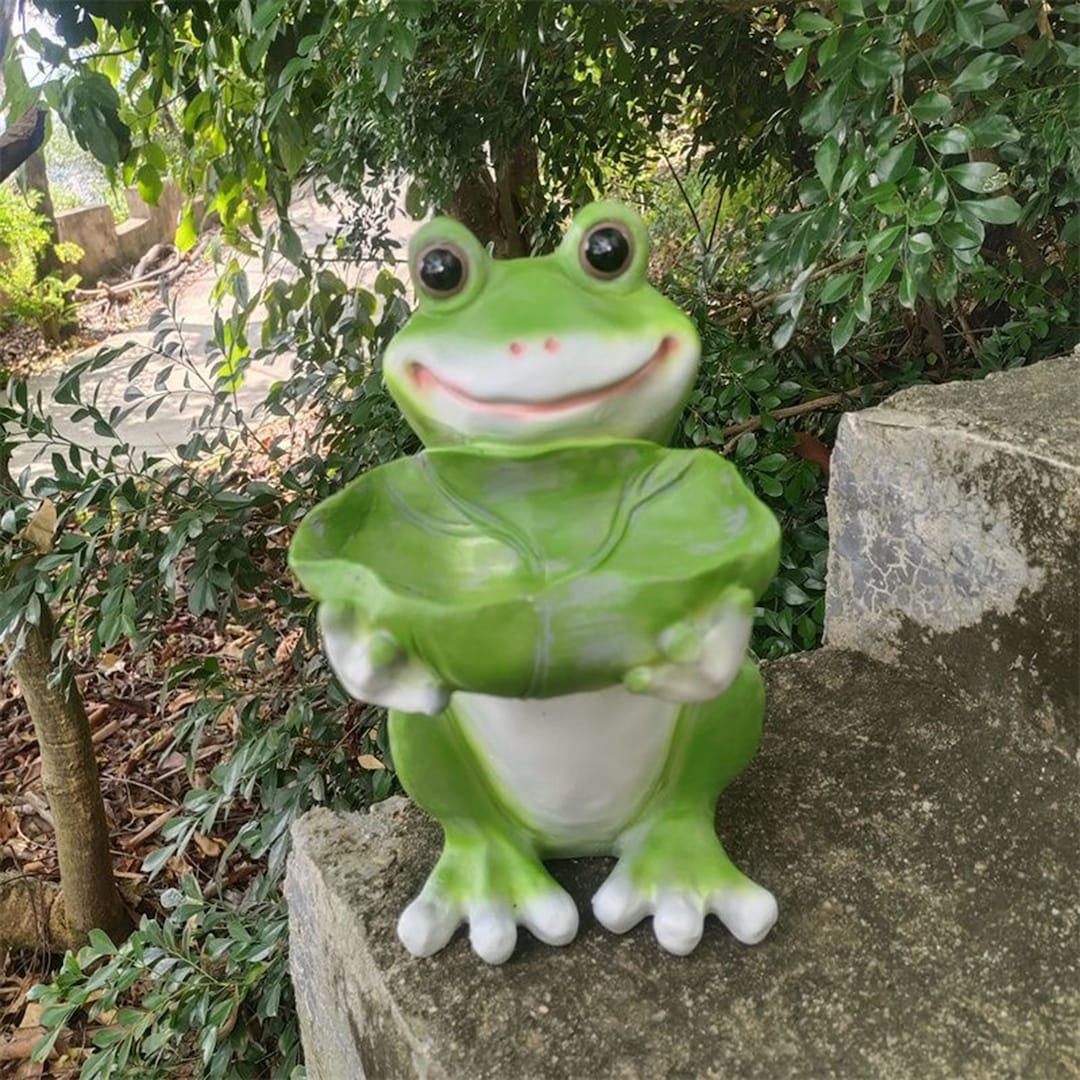 Frog Figurine Bird Feeder Resin Frog Statue Garden Fairy Statue Wild ...