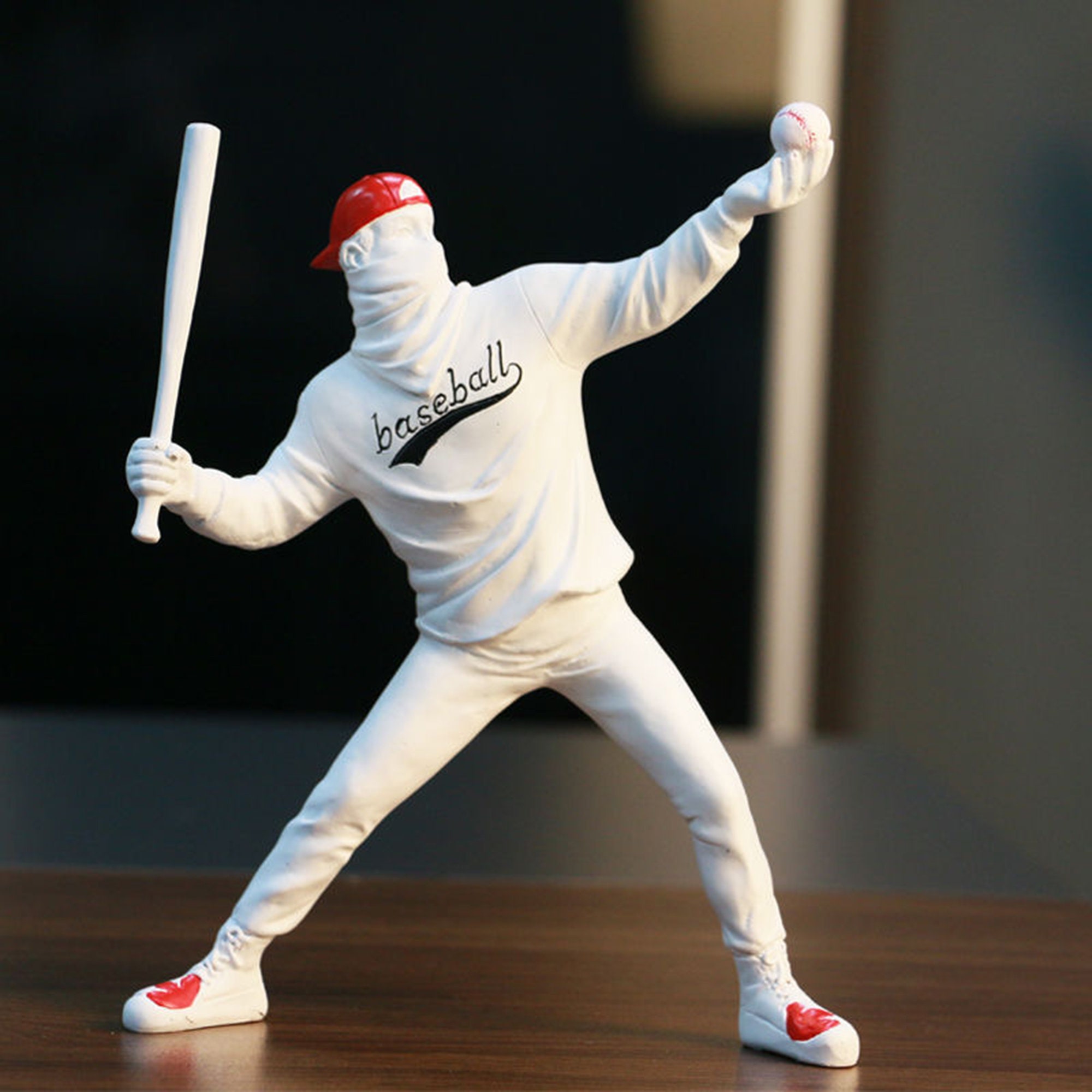Baseball Statue Resin Bookshelf Decor Baseball Playing - Etsy