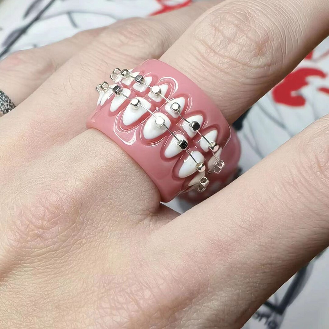 Teeth Ring Teeth Figurine Punk Teeth Statue Resin Funny Ring Teeth ...