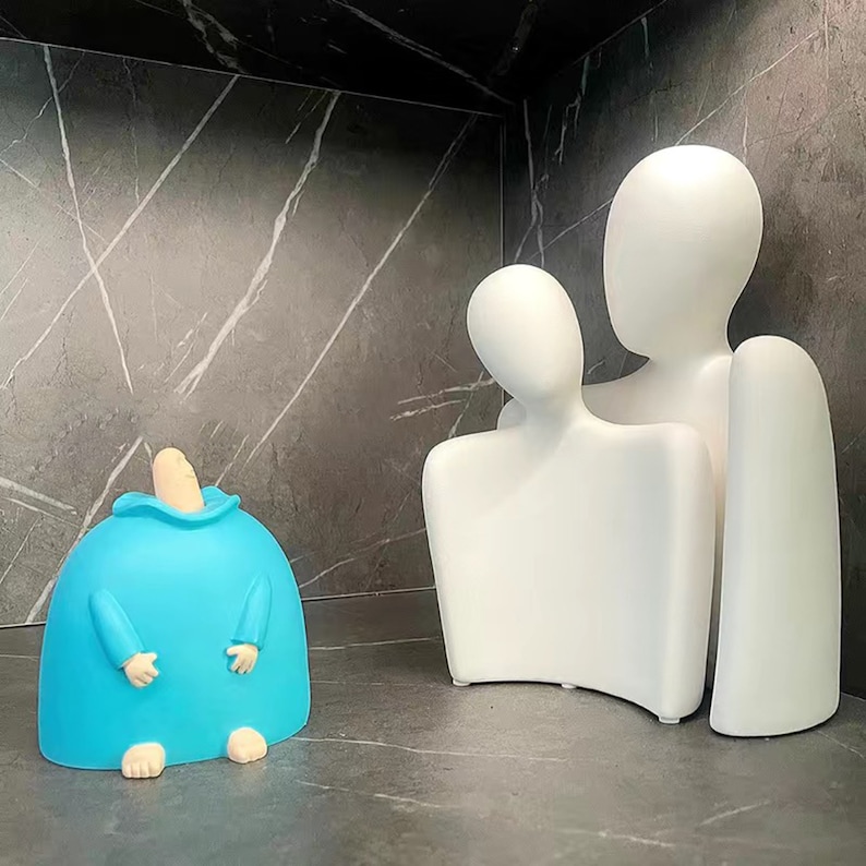 Middle Finger Figurine Blue Smile Middle Finger Statue Resin Bookshelf ...