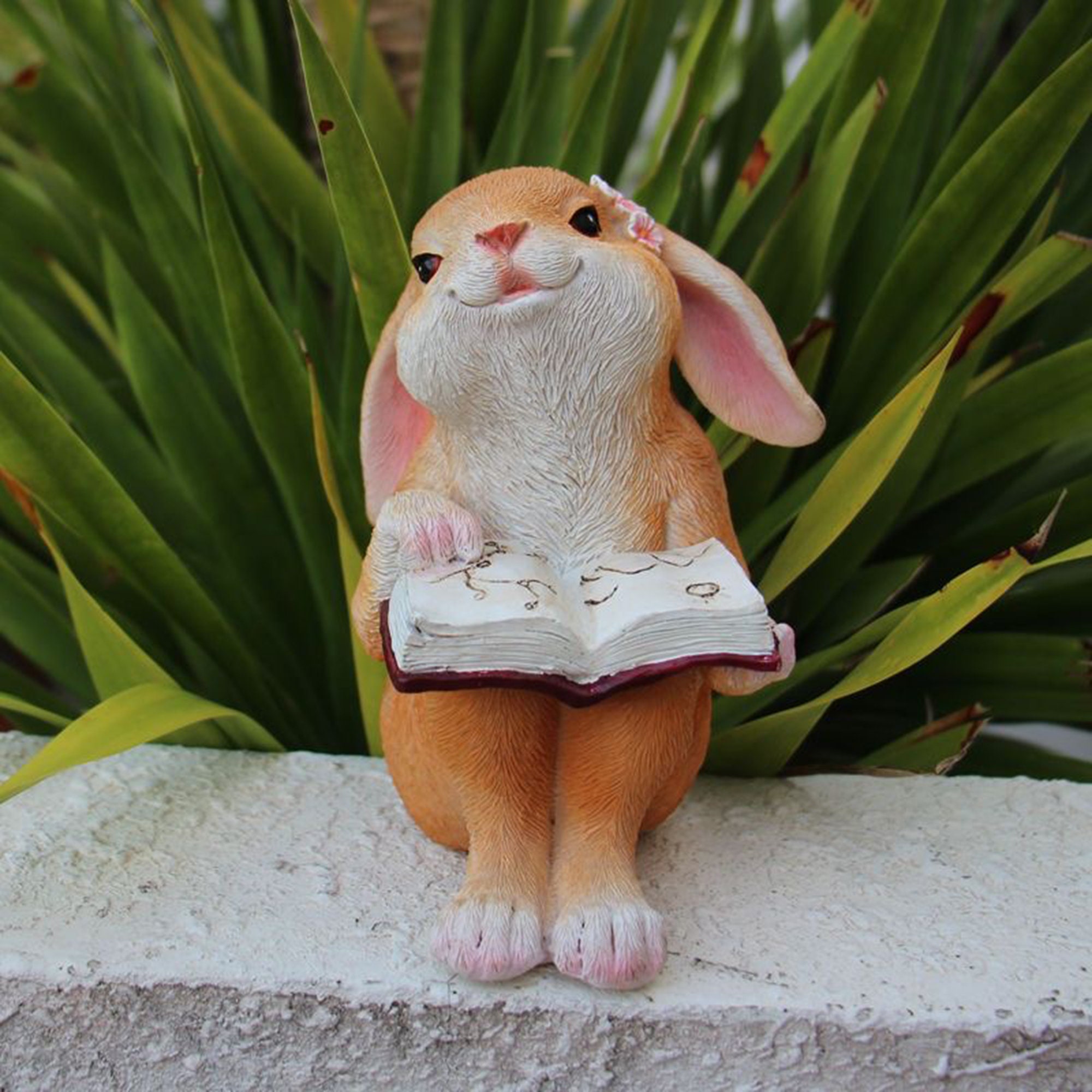 Reading Rabbit Statue Resin Bookshelf Decor Mini Rabbit Sculptures ...