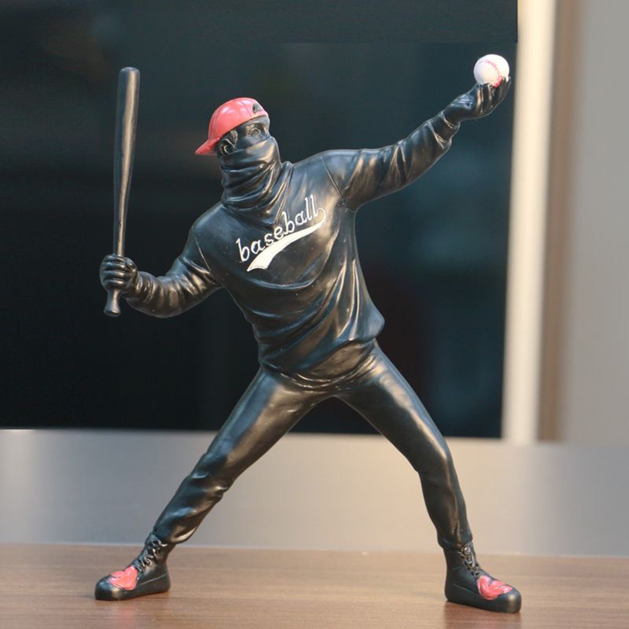 Baseball Statue Resin Bookshelf Decor Baseball Playing - Etsy