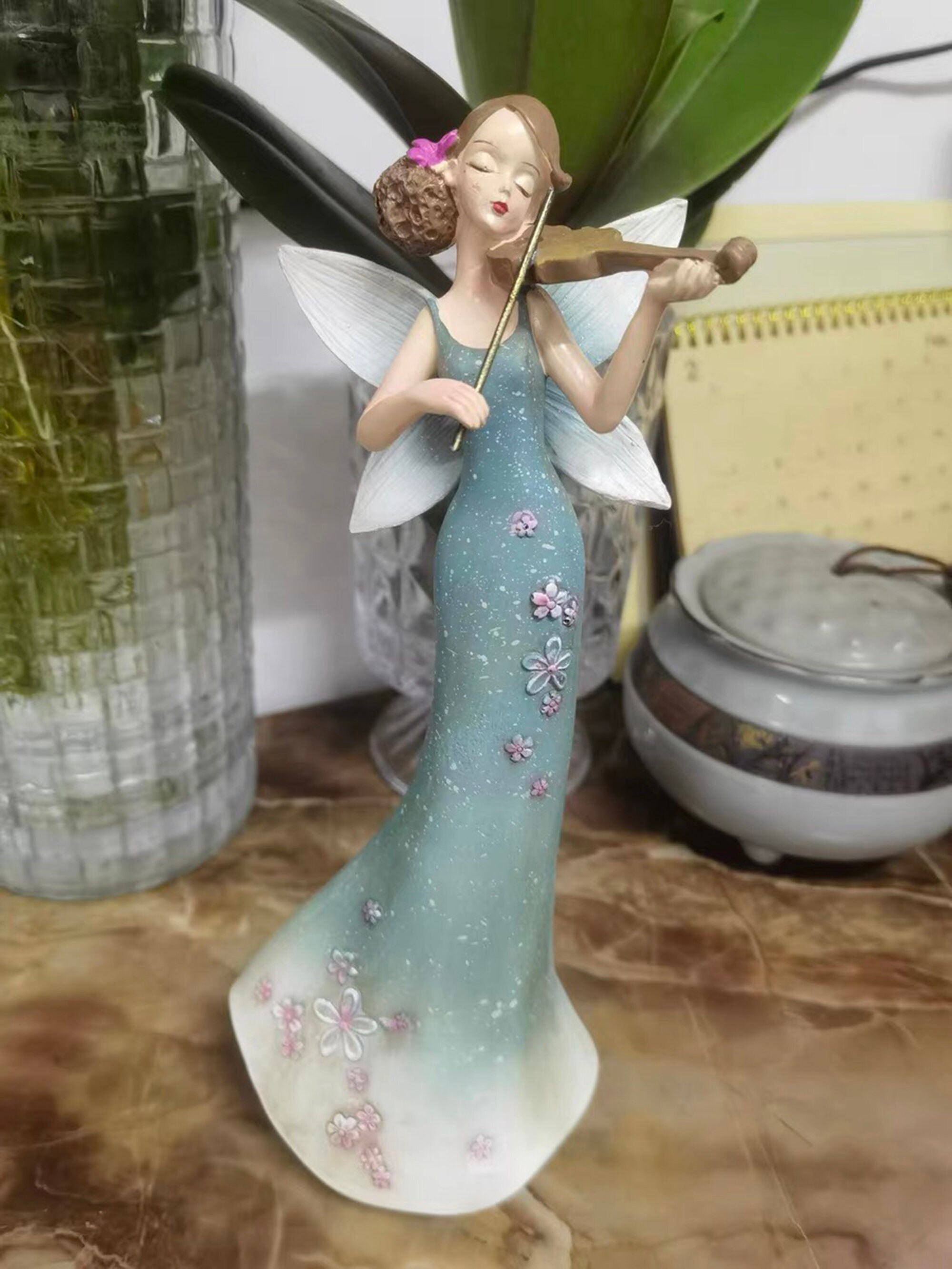Violin Fairy Figurine Girl Statue Garden Decor Resin Craft Fairy Statue ...